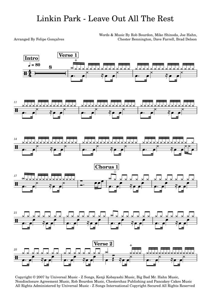 Linkin Park - Leave Out All the Rest (Drums) (Feature Extraction) SQ...